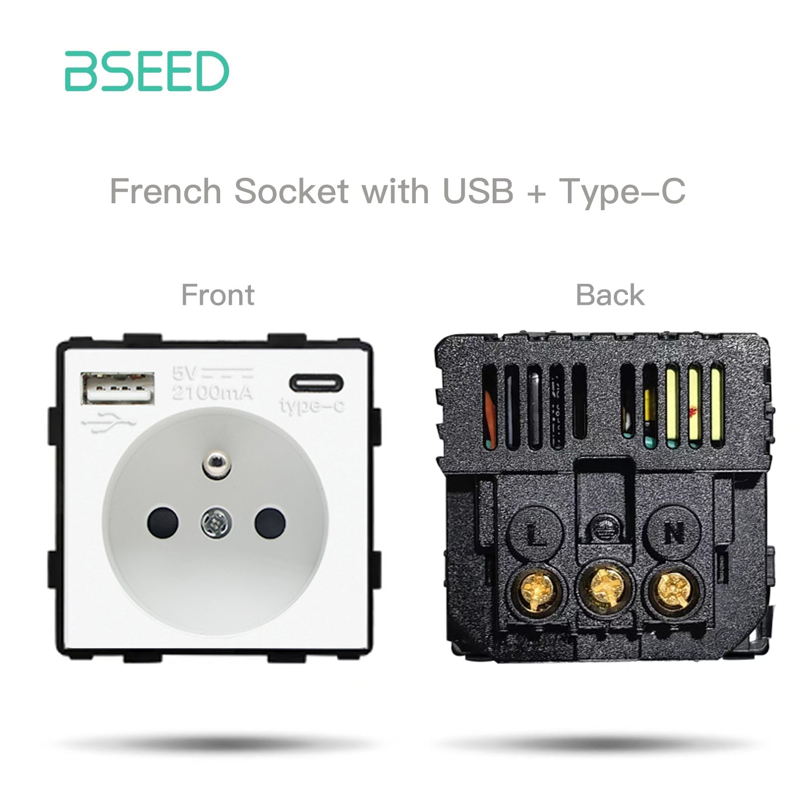 BSEED French Type-C Interface Outlet Wall Socket 16A USB Charge