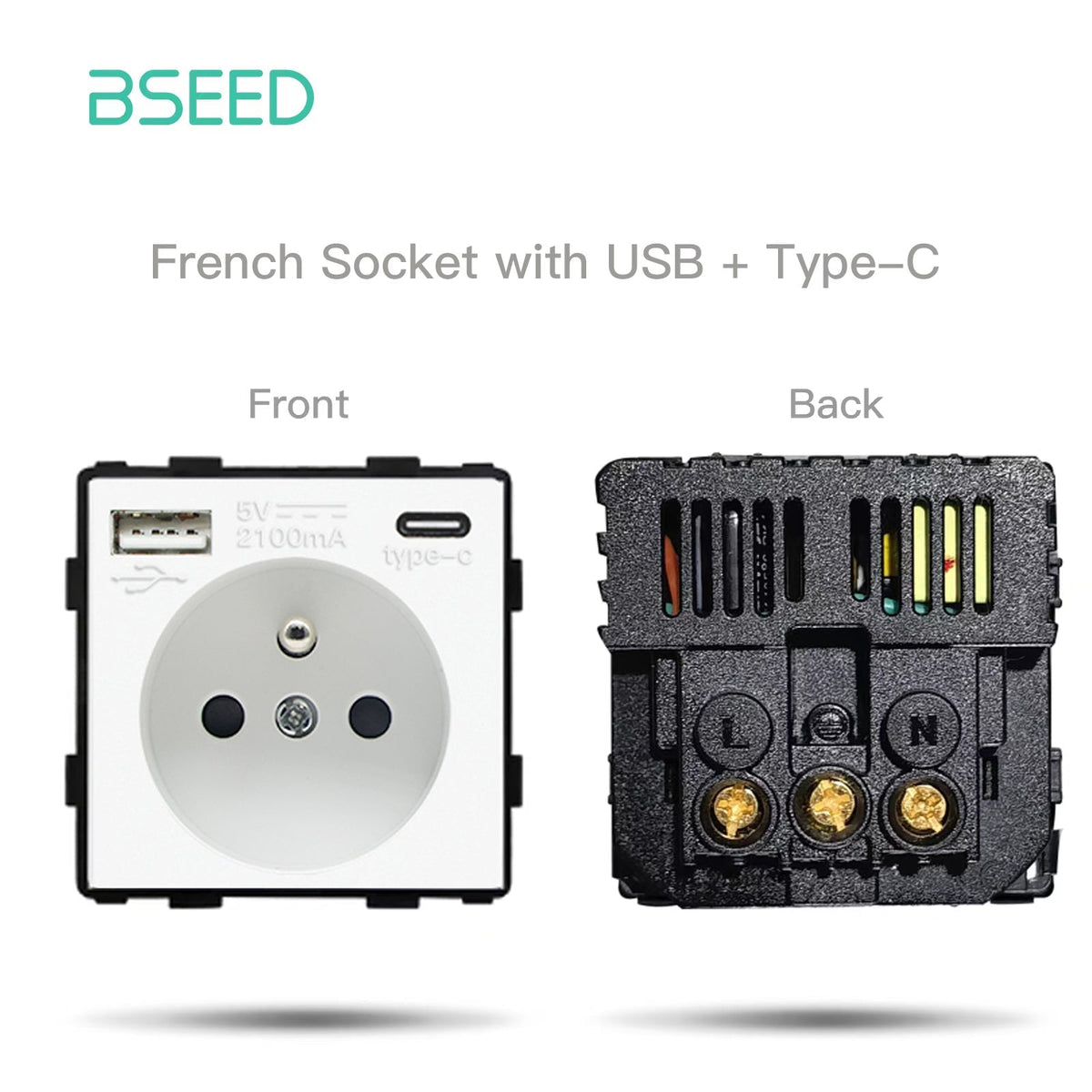 BSEED French Type-C Interface Outlet Wall Socket 16A USB Charge ...