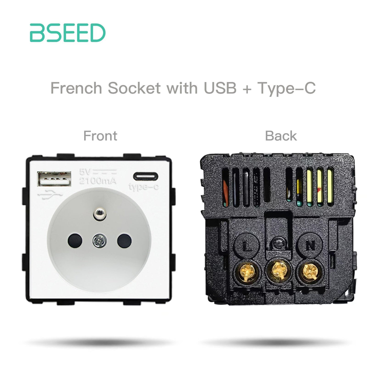 BSEED French Type-C Interface Outlet Wall Socket 16A USB Charge