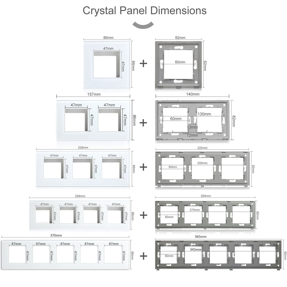 Bseed Crystal Glass Frames Socket Frame 4 Color 1/2/3/4/5 Slotes DIY P