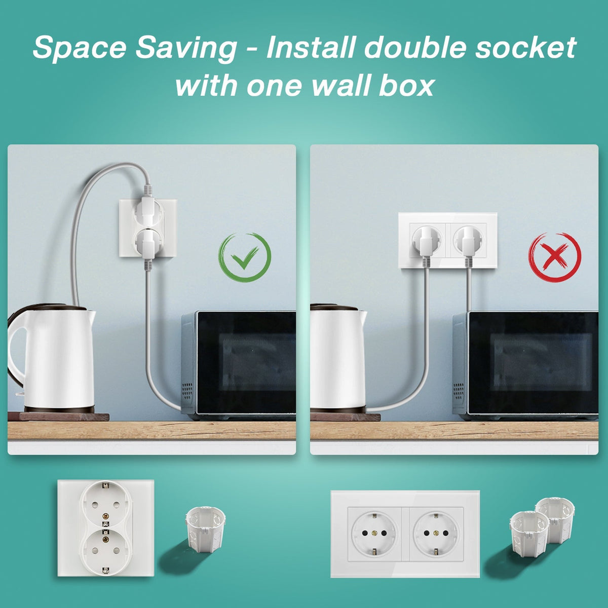 BSEED EU Double Sockets Power Wall Outlet Home Wall Power Sockets Glas ...
