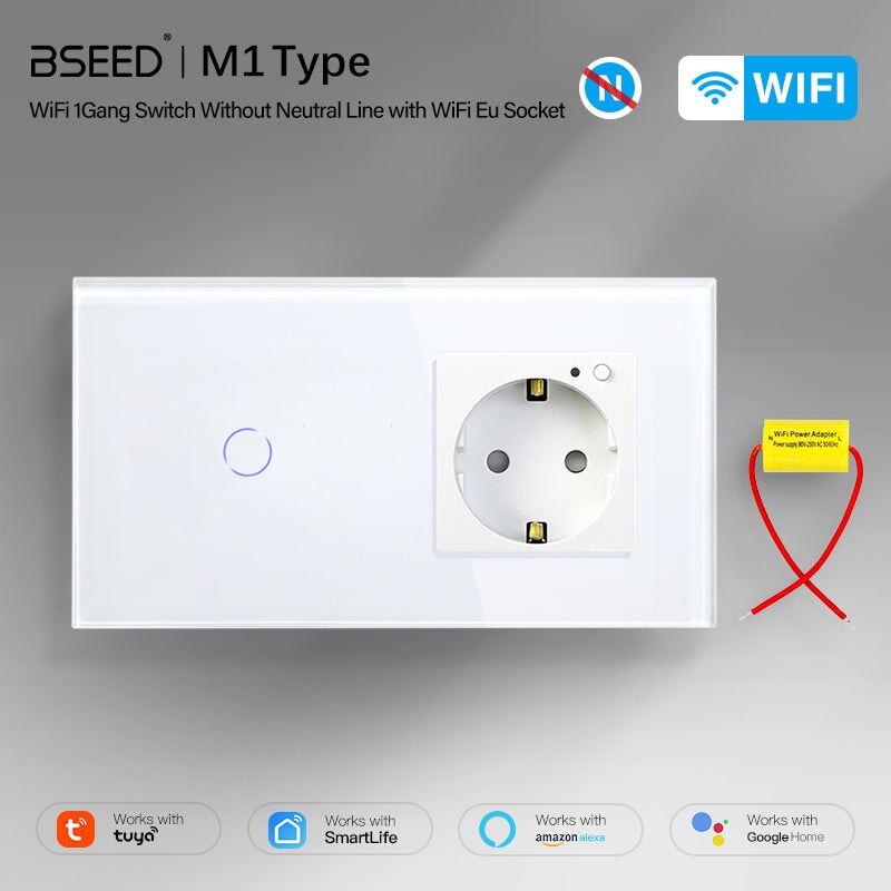 Bseed Smart Wifi Switch No neutral line With EU Single Wifi Socket 157 ...