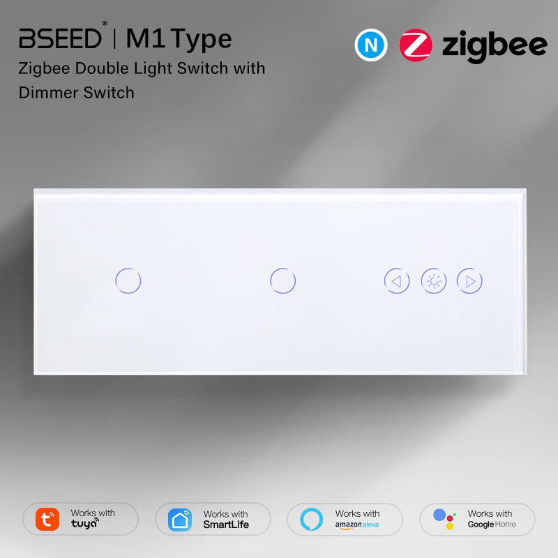 BSEED Double 1Gang zigbee Switch With zigbee dimmer Switch 228mm ...
