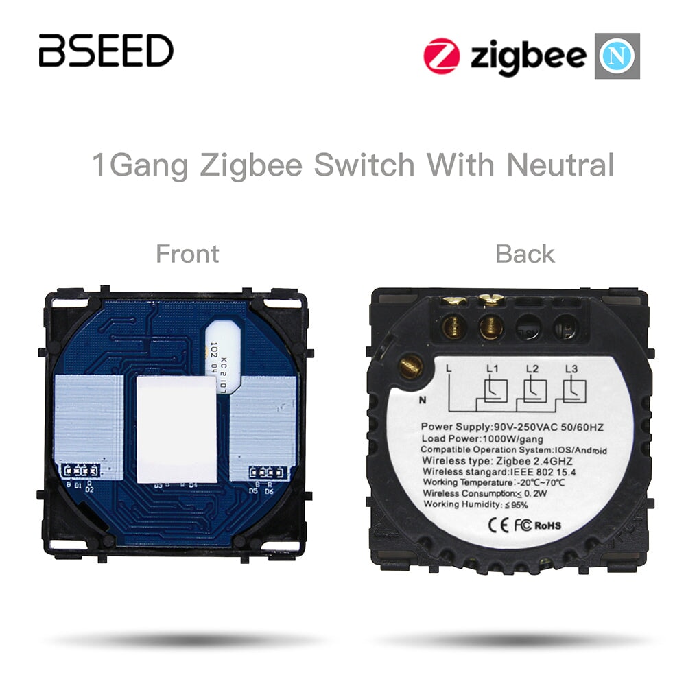 ZigBee Wifi Light Switch with Neutral line Function Key DIY Parts ...
