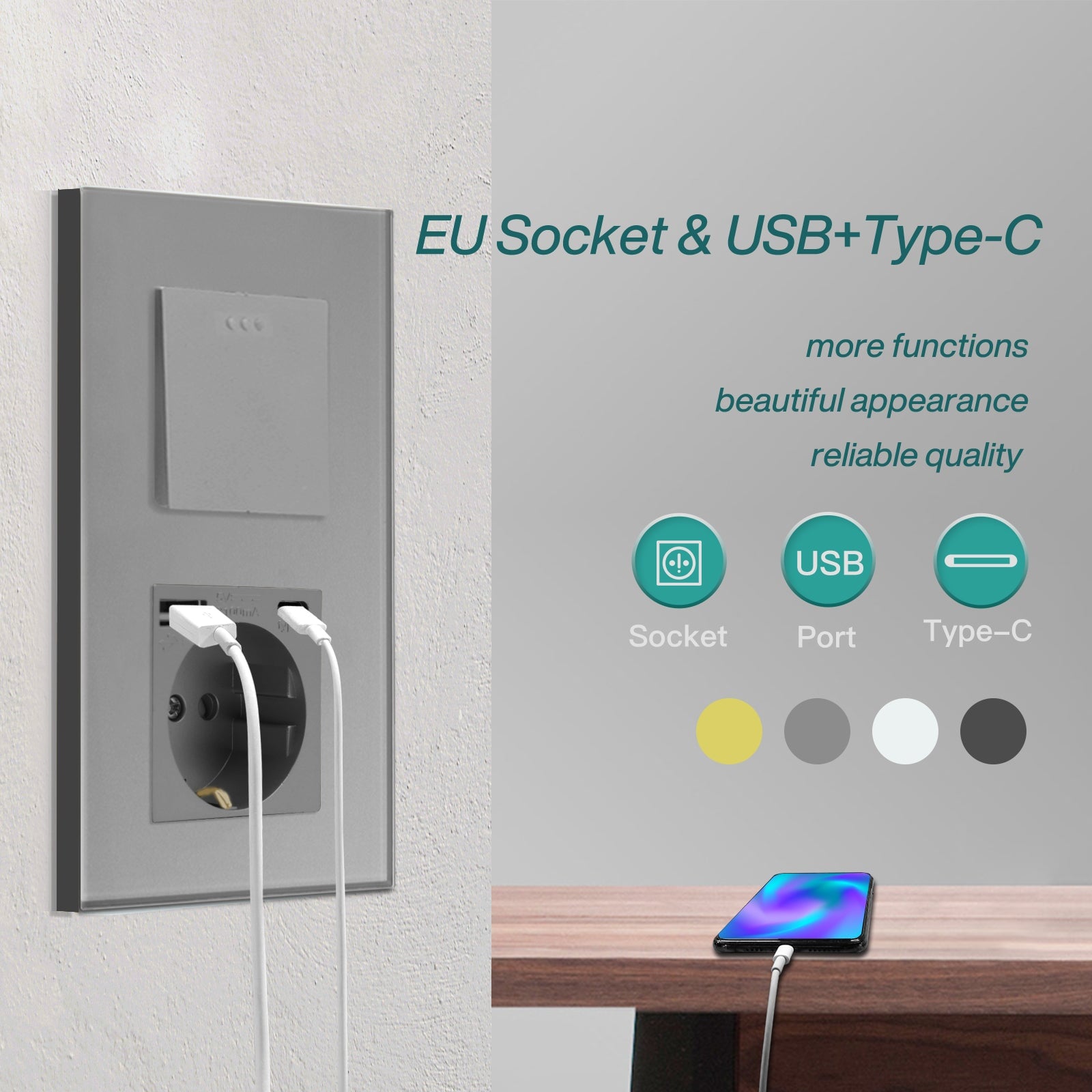 BSEED Mechanical 1/2/3 Gang 1/2Way Touch Light Switch With Normal Eu S ...
