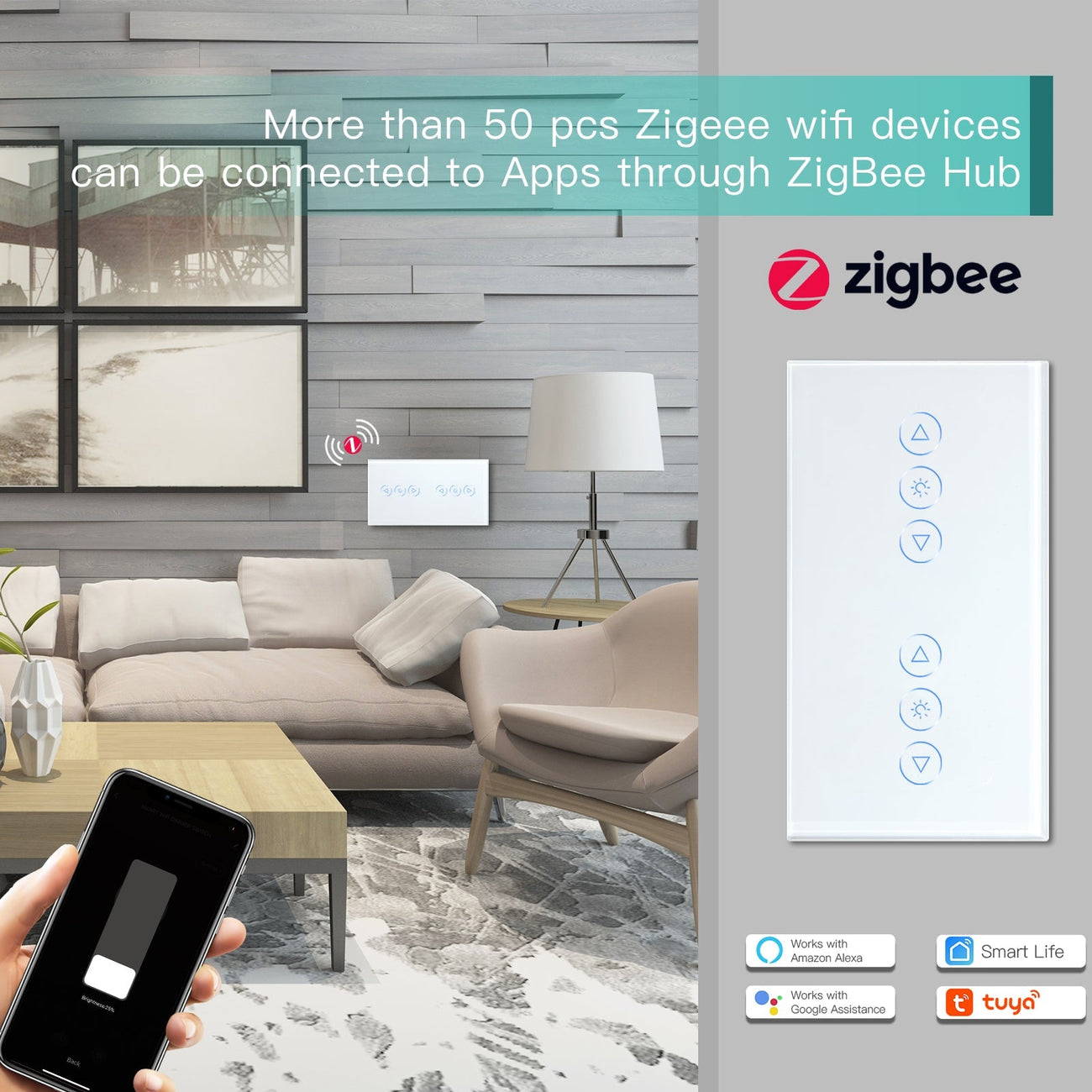 Bseed Zigbee Touch Light Dimmer Switch with smart roller shutter blind