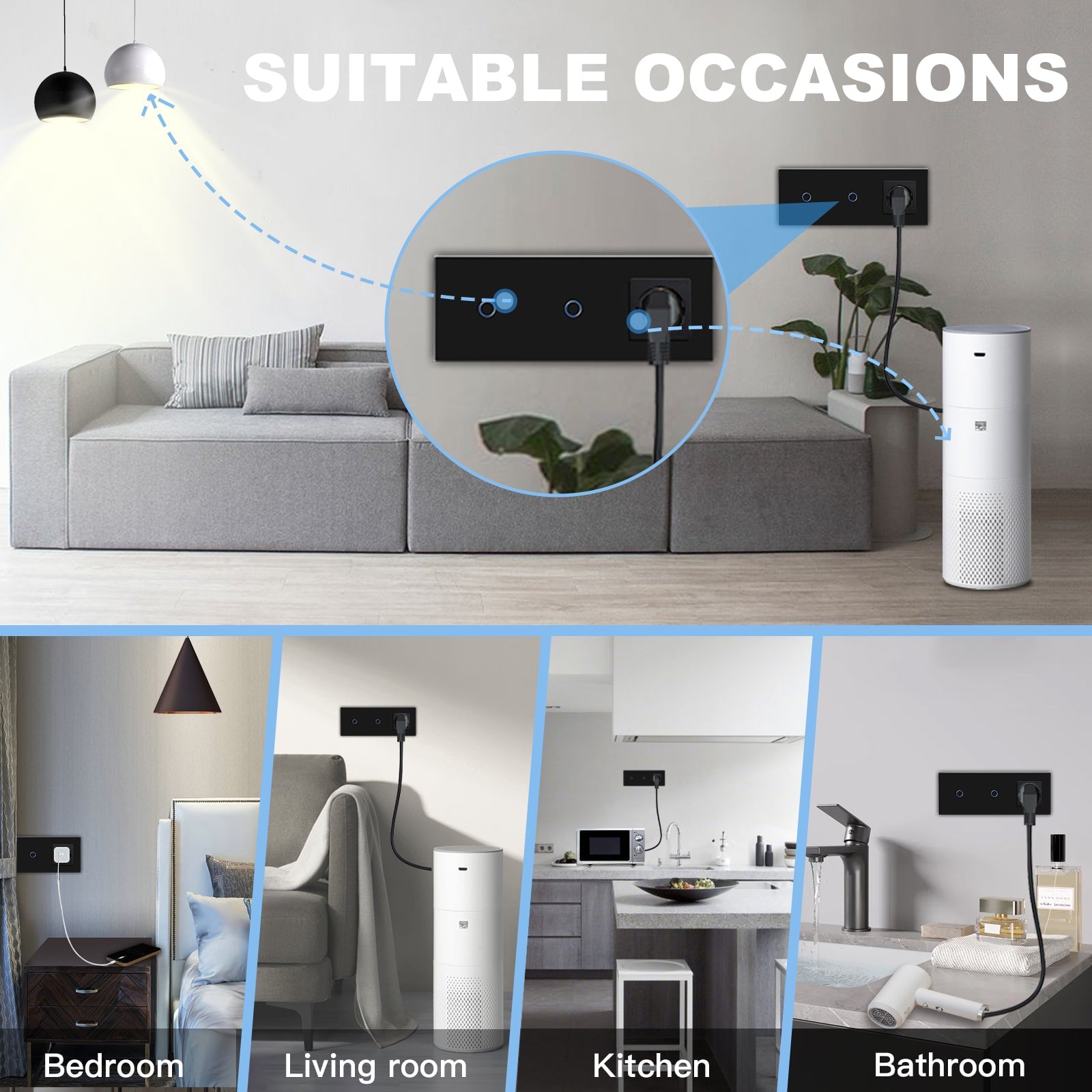 Bseed Smart WiFi Light Switches Multi Control With EU Normal Standard ...