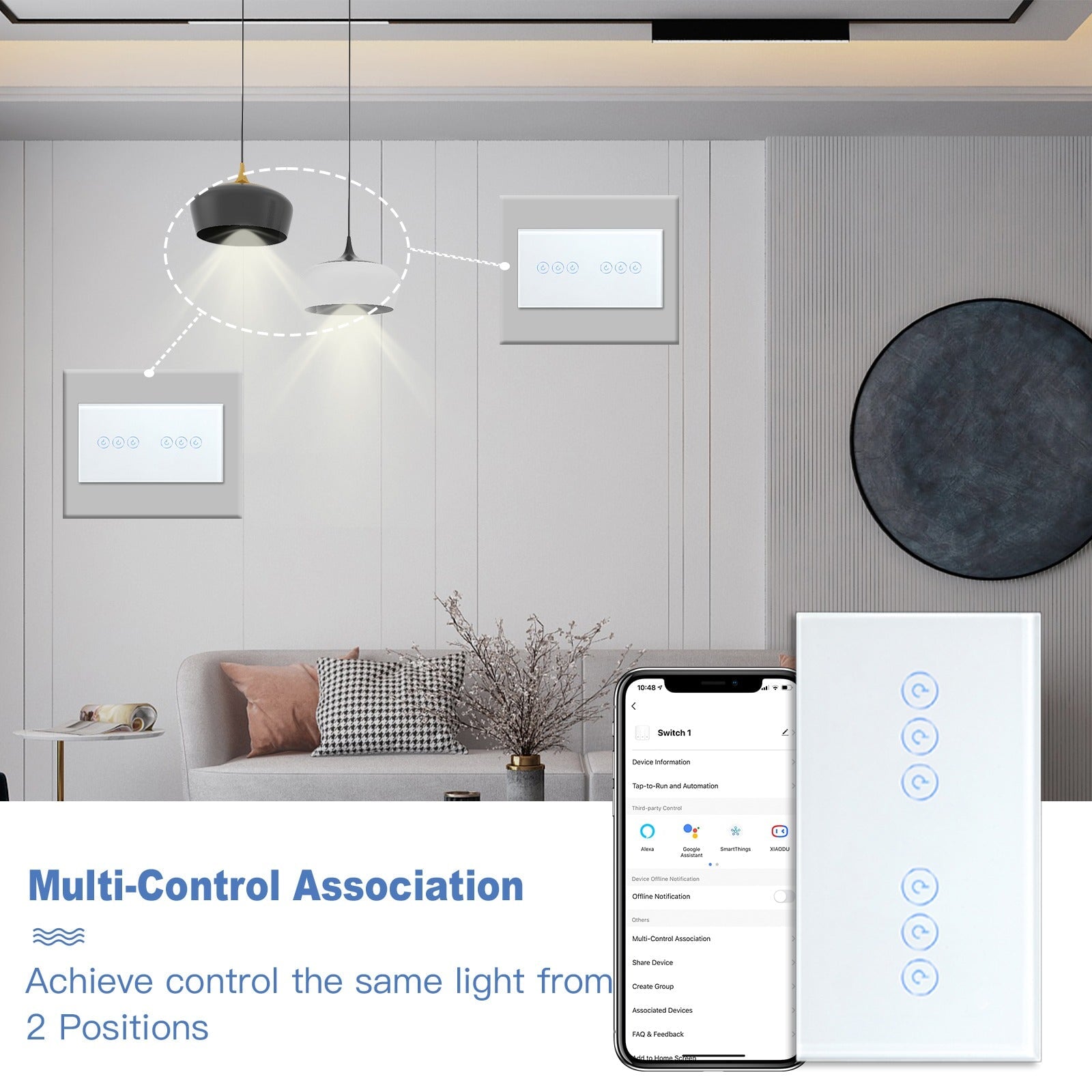Bseed WiFi Light Switch 1/2/3 Way Double Smart WiFi Touch Switch 157mm ...