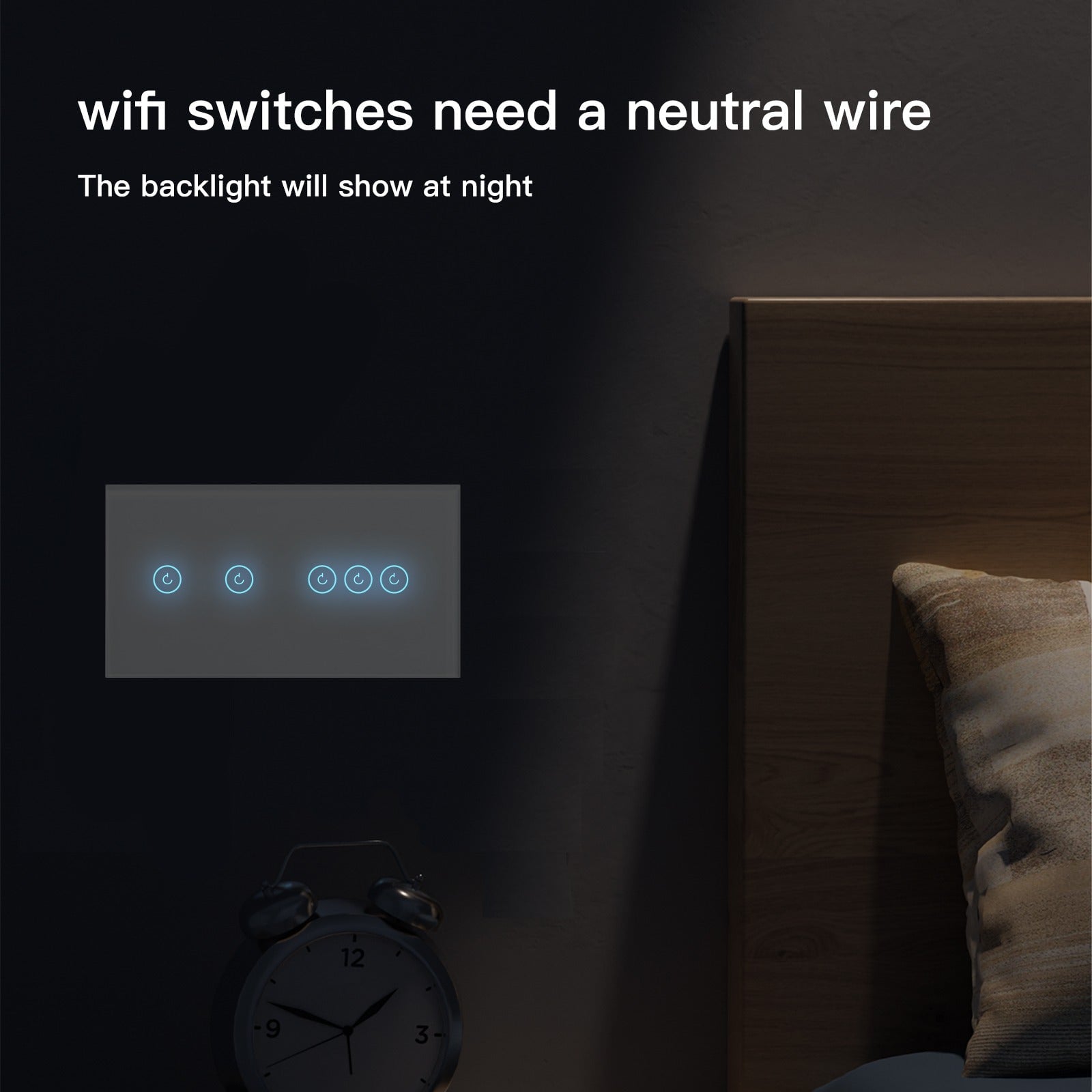 Bseed WiFi Light Switch 1/2/3 Way Double Smart WiFi Touch Switch 157mm ...