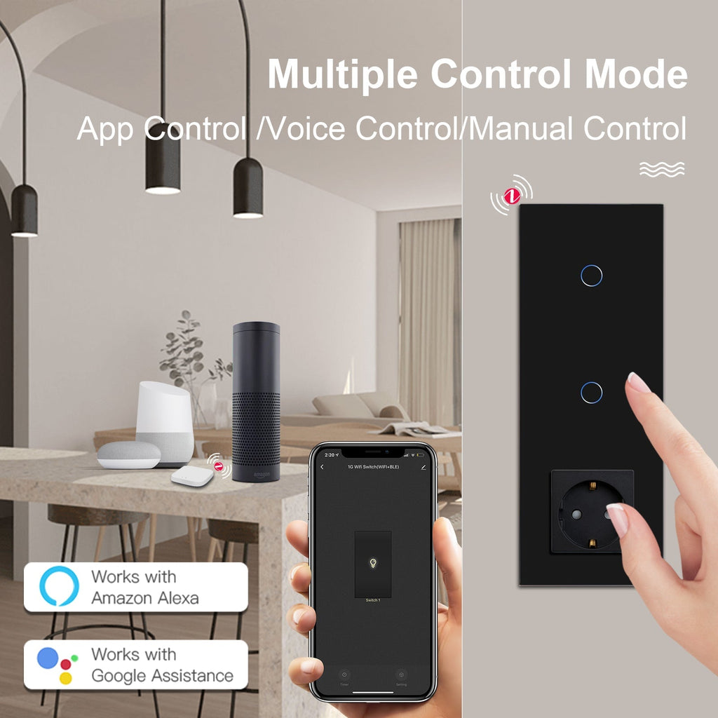 Bseed Double Zigbee Touch 1/2/3 Gang Light Switches Single Live Line M ...