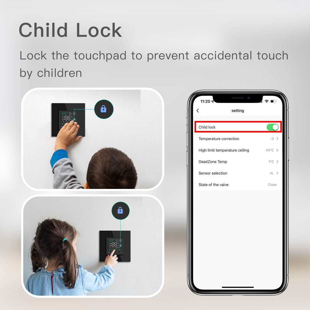 BSEED Touch LED Screen Electric Floor Heating Water Boiler Room Thermo ...