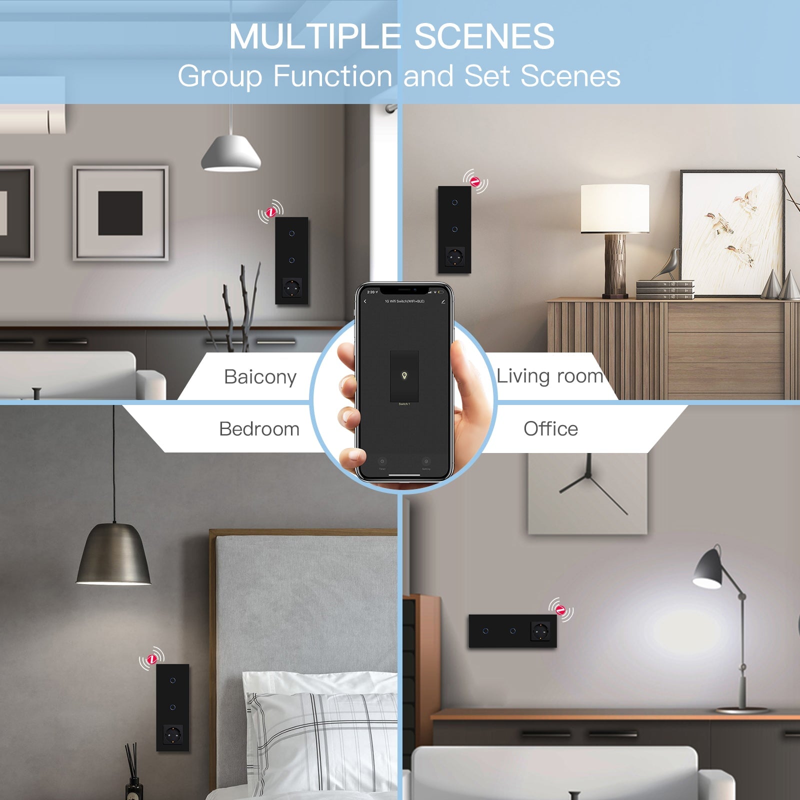 Bseed Double Zigbee Touch 1/2/3 Gang Light Switches Single Live Line M ...