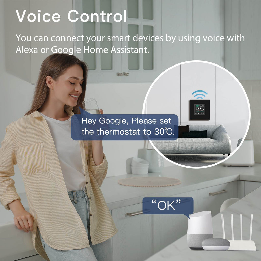 BSEED WiFi Touch LED Screen Floor Heating Room Thermostat Controller B ...