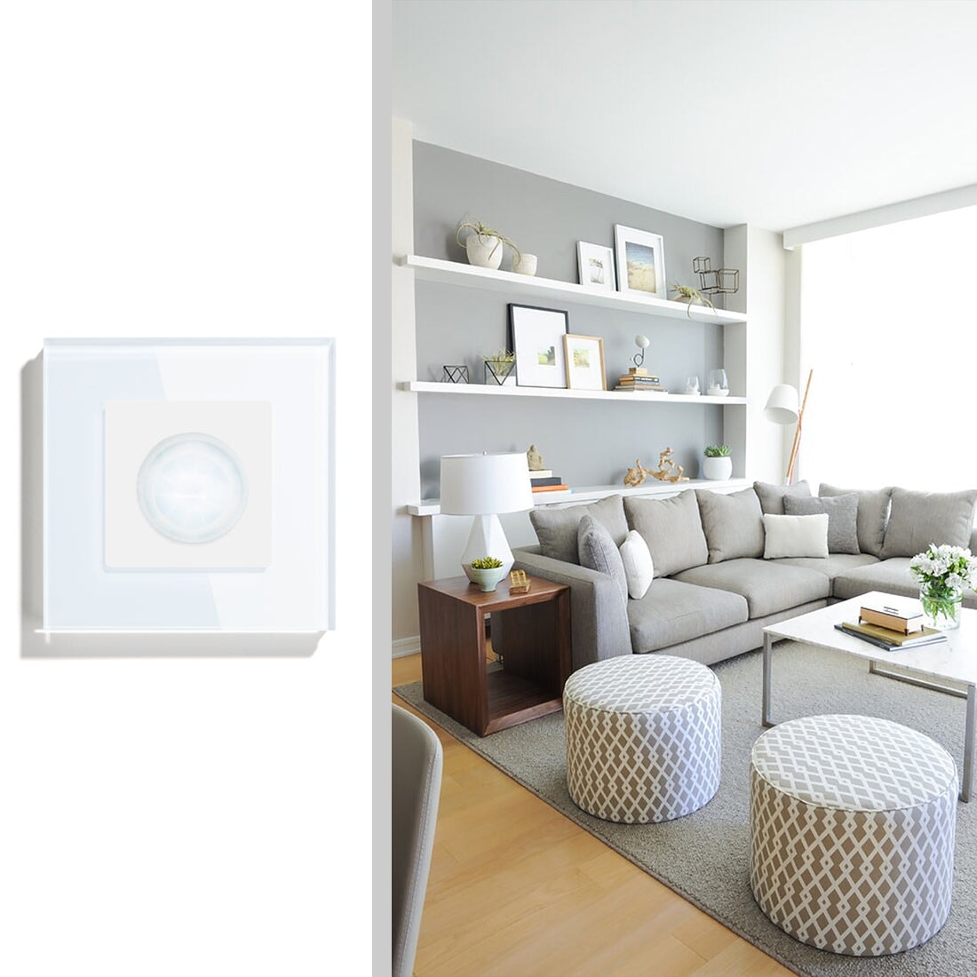 BSEED PIR Infrared Motion Body Sensor Switch Push Button Glass Mechani ...