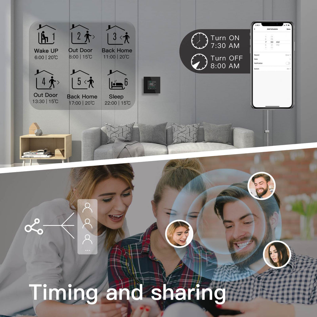 BSEED Touch LED Screen Electric Floor Heating Water Boiler Room Thermo ...