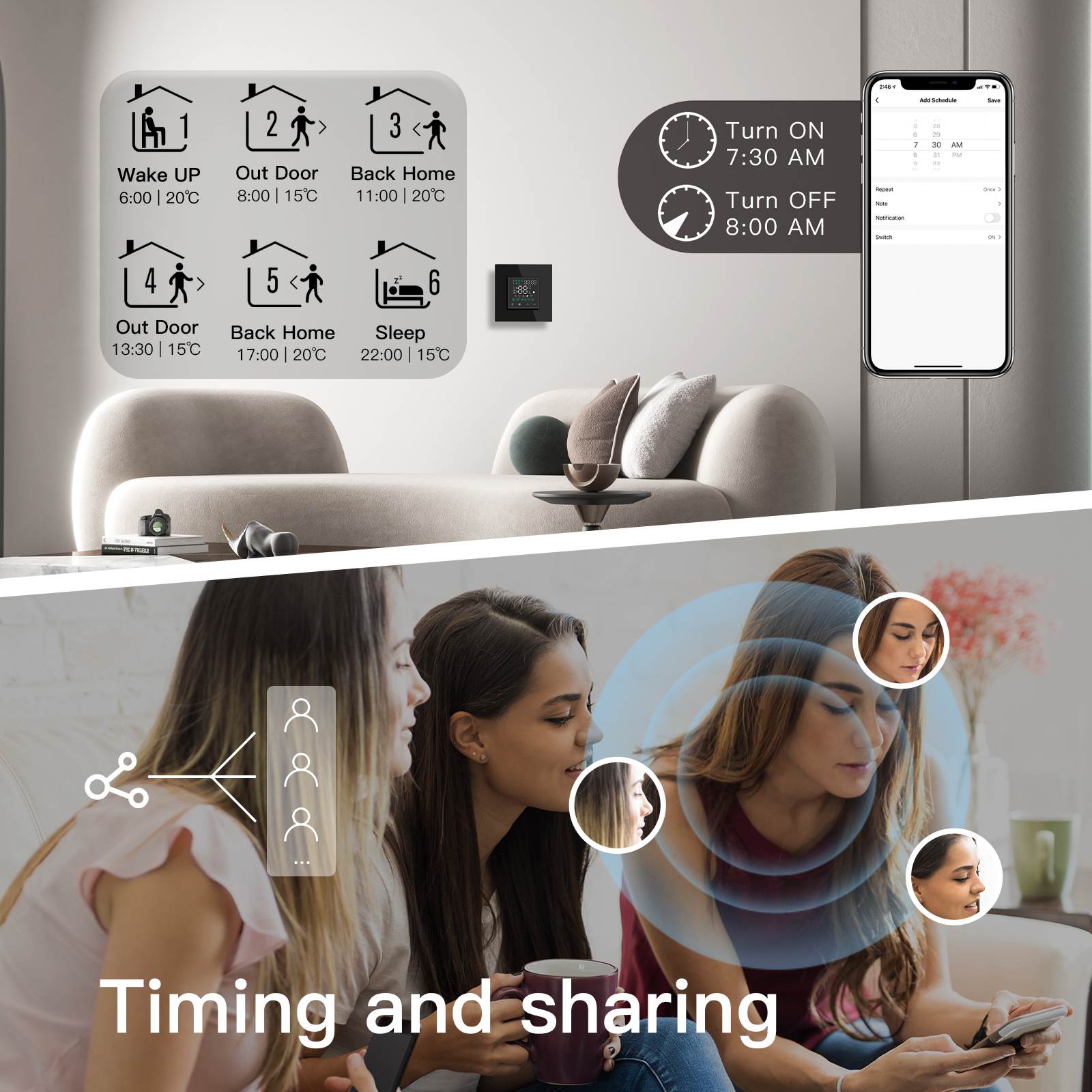 BSEED WiFi Touch LED Screen Floor Heating Room Thermostat Controller B ...