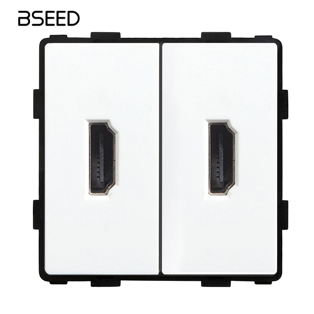 Bseed EU UK Russia Standard Plastic Double HDMI Socket Function Key DI