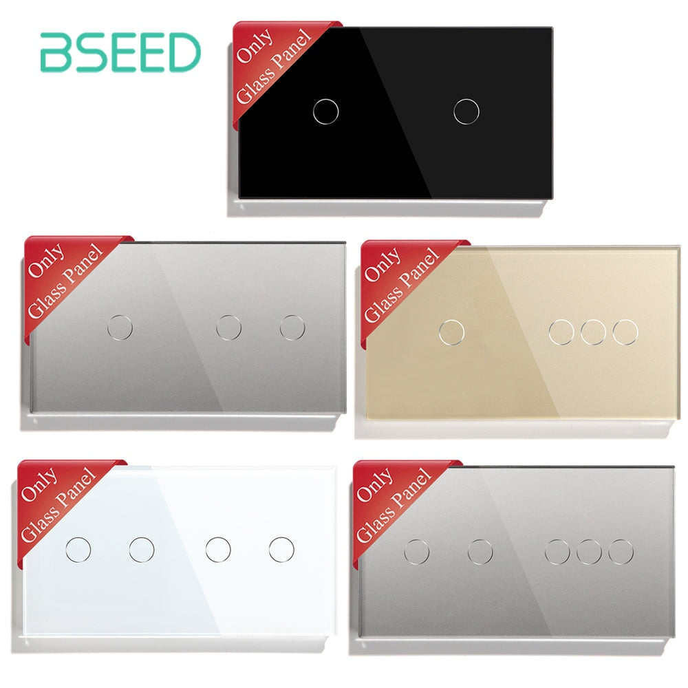 Bseed Glass Panel Light Switch Panel 157mm Double Switch Panel ...