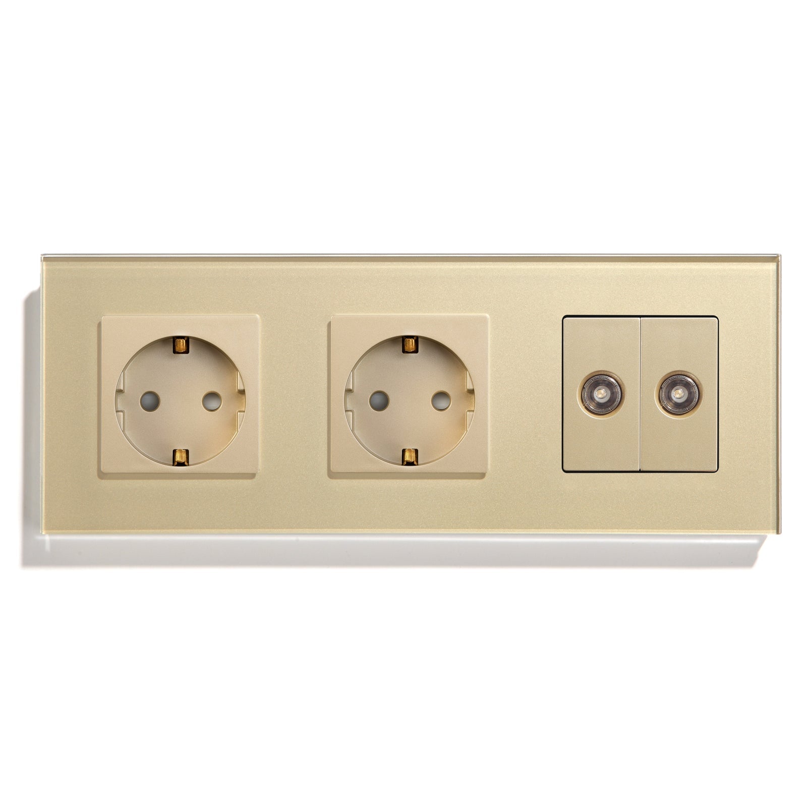 BSEED EU Standard Wall Socket With Double TV Socket Crystal Glass Pane ...