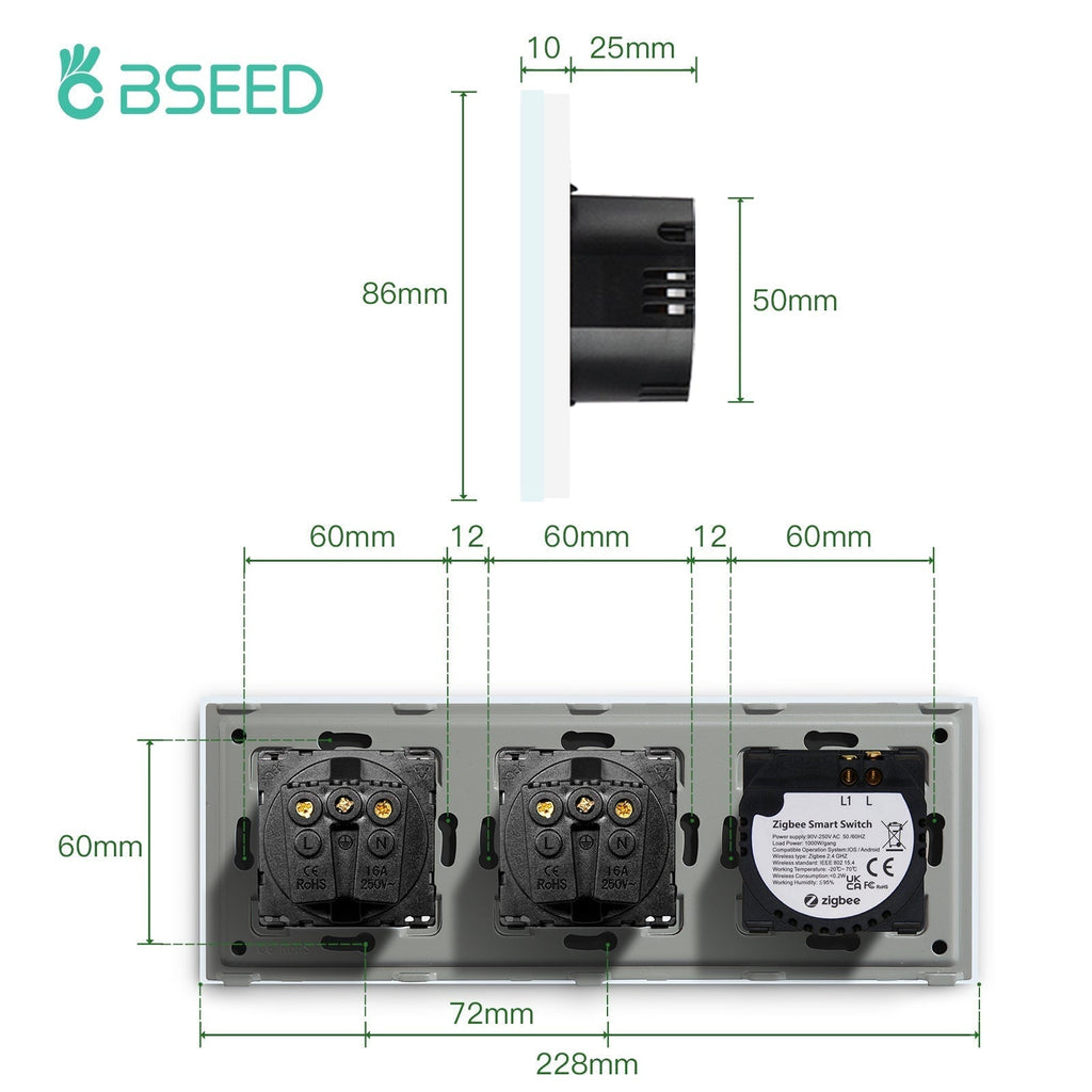 Bseed Smart WiFi Shutter Switches With Double Normal EU Standard Wall ...