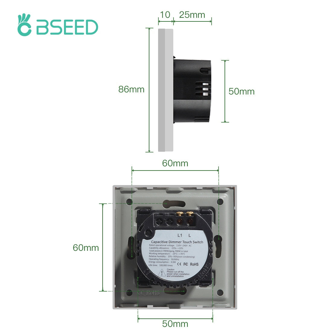 Bseed Touch Dimmer Switch 1/2 Gang 1/2 Way – Bseedswitch