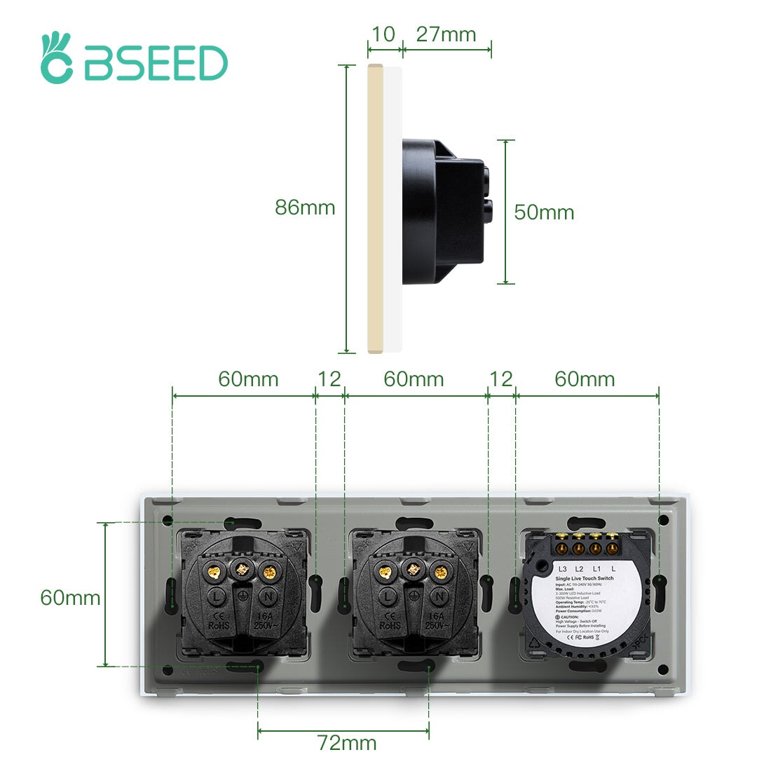 Bseed 1/2/3 Gang 1/2/3 Way Switch with Trible Socket Work – Bseedswitch