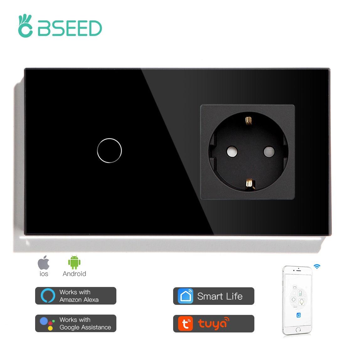 BSEED WiFi 1/2/3 Gang Light Switch With Normal EU Socket – Bseedswitch