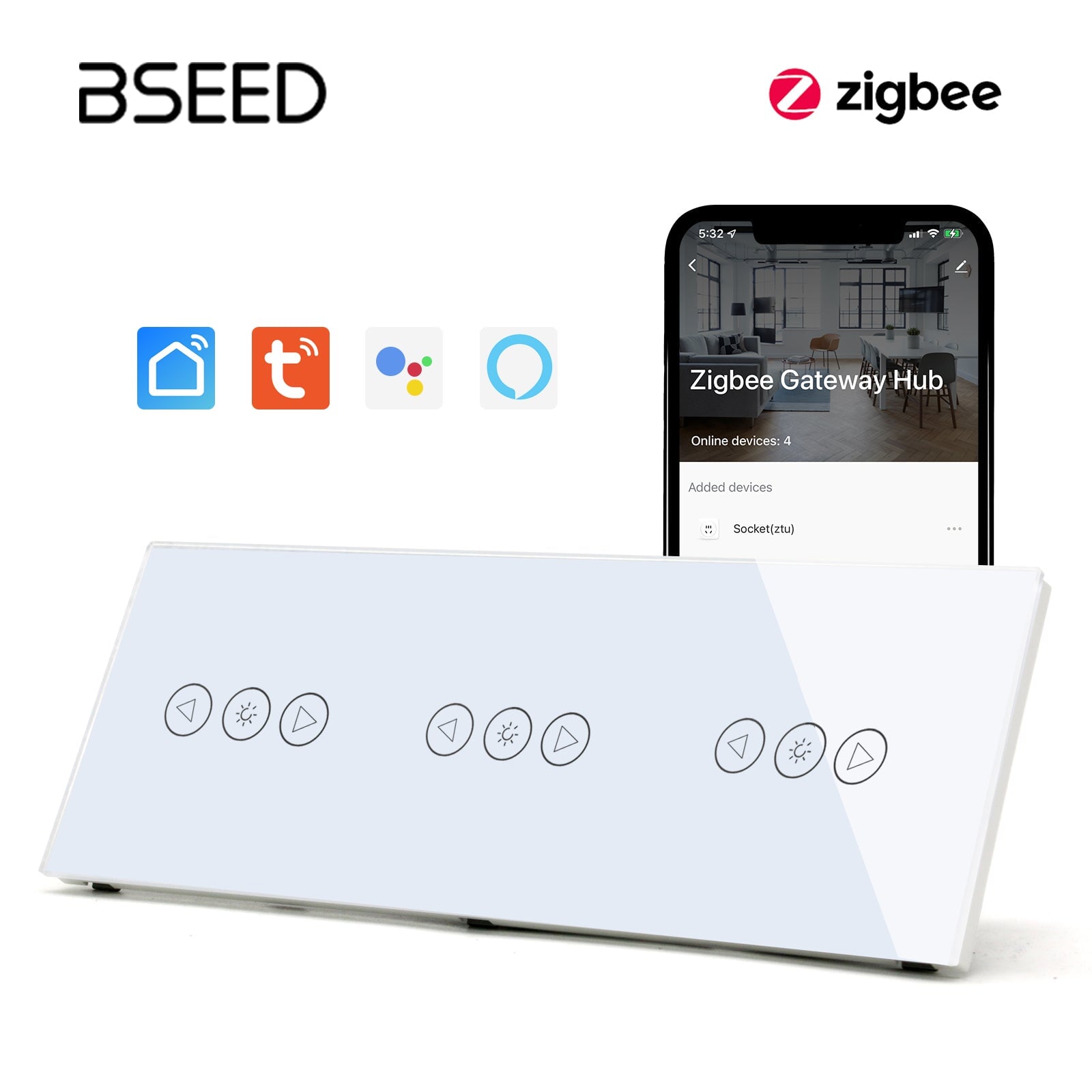 Bseed triple New Zigbee Touch Light Dimmer Smart Switch – Bseedswitch