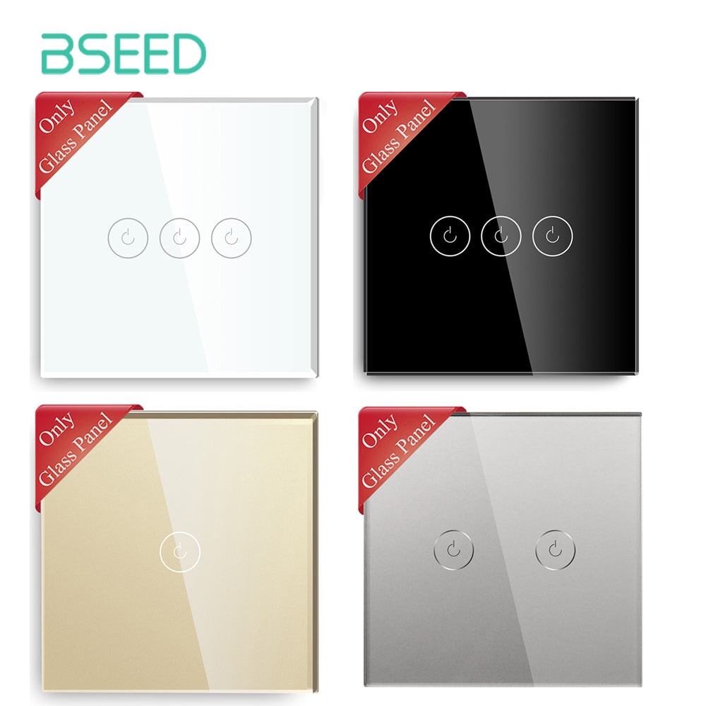 BSEED 86mm Crystal Glass Panel With Metal Pearl 1/2/3 Gang Only Panel ...