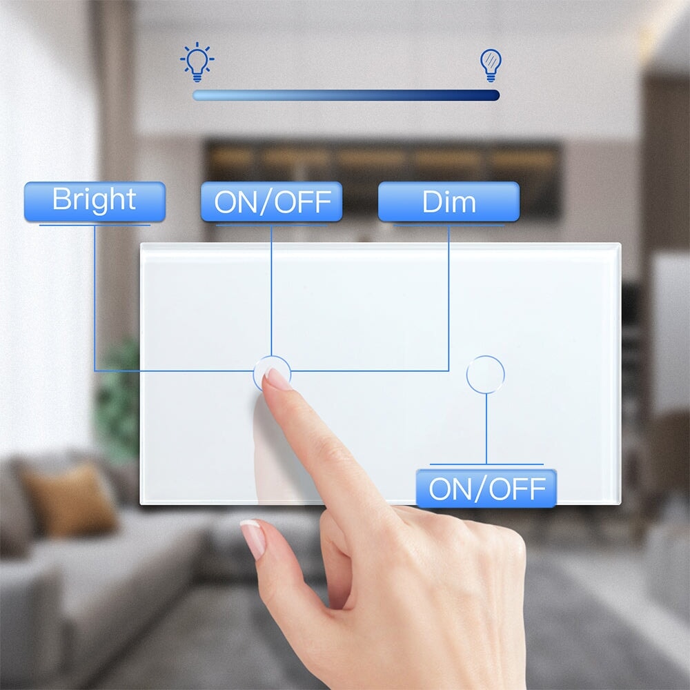 Bseed Double Touch dimmer Switch 1/2/3 Way Dimmer Switch Glass Panel 1 ...