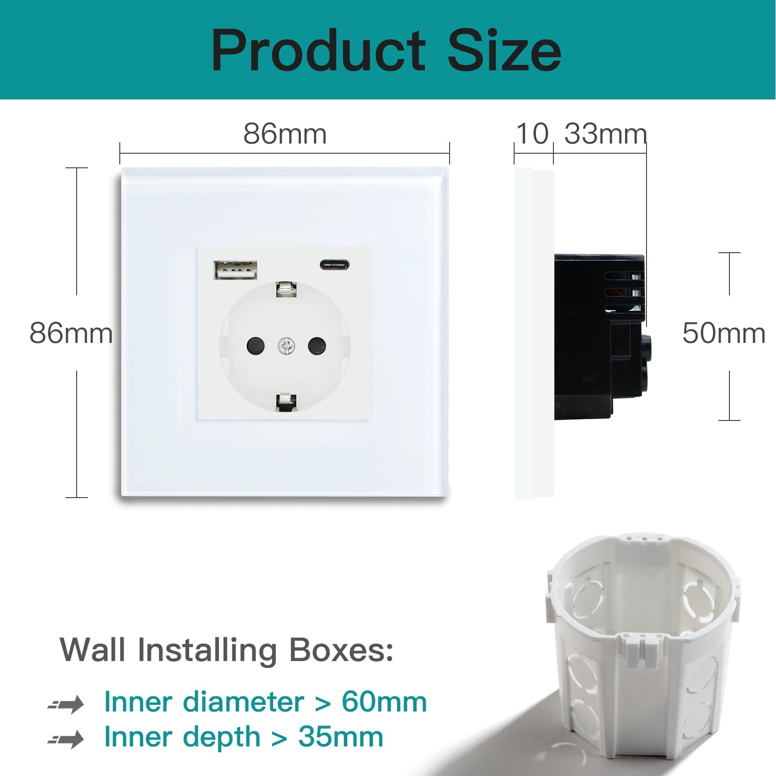BSEED EU sockets Type-C Interface Outlet Wall Socket With Charge Port ...