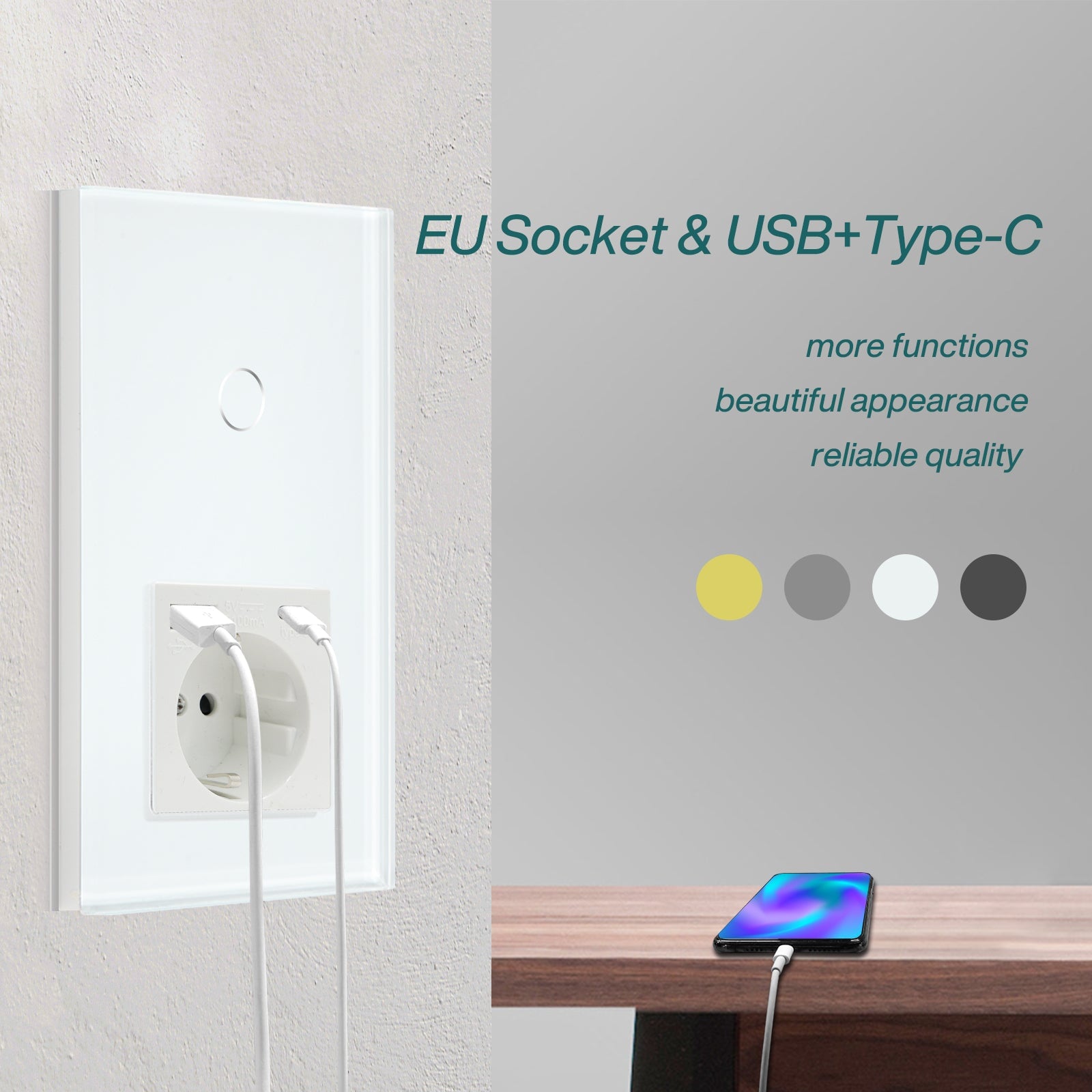 BSEED Smart Touch Switches 1/2/3 Gang Wifi Light Switch Plus EU Wall U ...